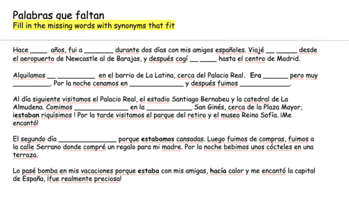 Spanish Worksheets: KS3, KS4, GCSE Language Teaching Resources ǀ Tes