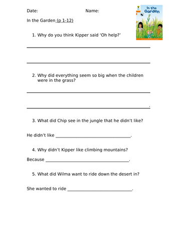 In the Garden (ORT Level 6) Comprehension | Teaching Resources