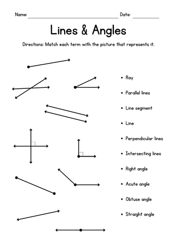 Drawing & Identifying Lines, Segments, Rays and Angles | Teaching Resources