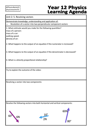 OCR Physics A Chapter 2: 5. Resolving vectors | Teaching Resources OCR Physics A Chapter 2: 5. Resolving vectors | Teaching Resources