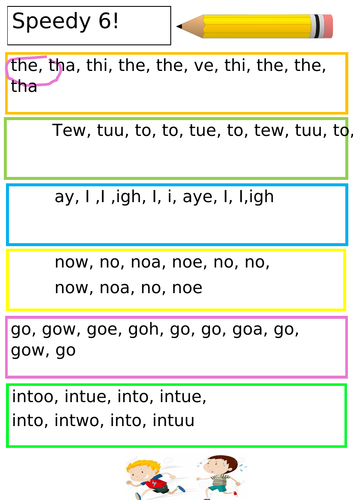 Phase 2 -5 Tricky Words Speedy Spellers | Teaching Resources