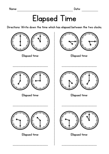 Elapsed Time Worksheets