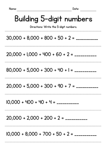 Building 5-Digit Numbers from the Parts - Expanded Form | Teaching ...