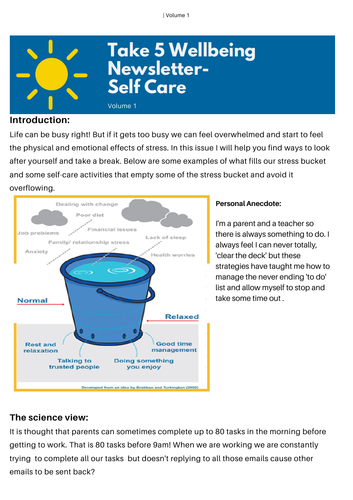 Staff Wellbeing Newsletter- Self Care (Staff Mental Health) | Teaching ...