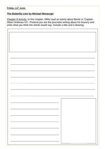 The Butterfly Lion by Michael Morpurgo Chapter 9 Guided Reading ...