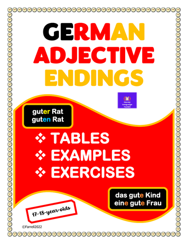 German Adjective Endings - Tables, Examples and Exercises | Teaching ...