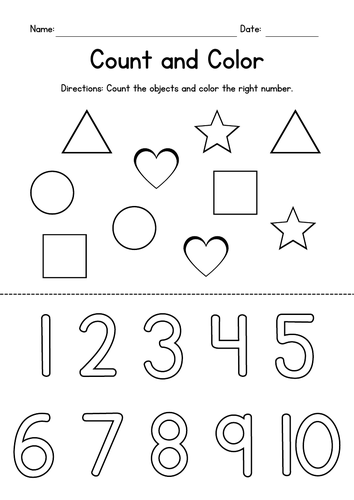 Counting & Coloring Shapes 1-10 | Teaching Resources