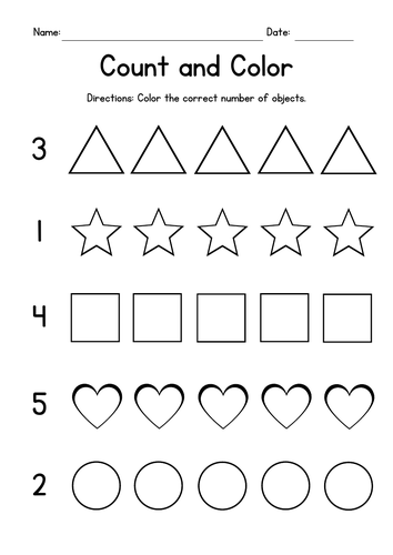 Counting Shapes Worksheets Free Back To School Shape Counting And