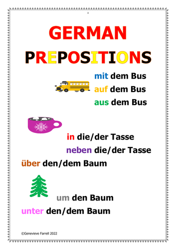 German Prepositions And Their Cases | Teaching Resources