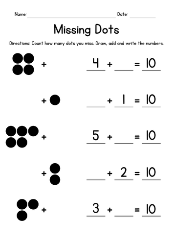 Missing Dots - Addition Worksheets | Teaching Resources