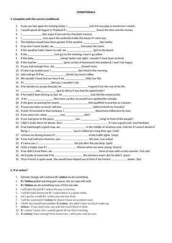 Conditionals exercises | Teaching Resources