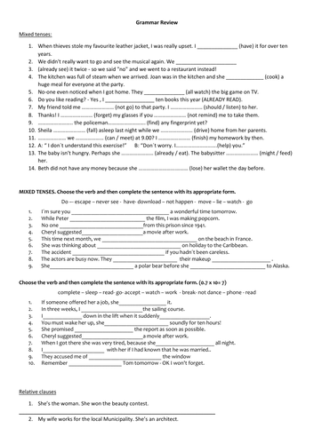 Grammar review. High level | Teaching Resources