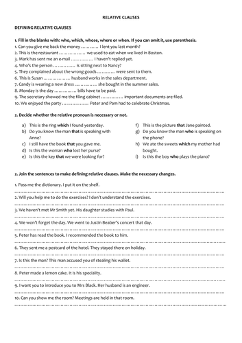 Relative clauses 3 ESO | Teaching Resources