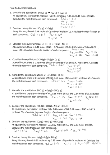 Kp worksheets (equilibria) | Teaching Resources