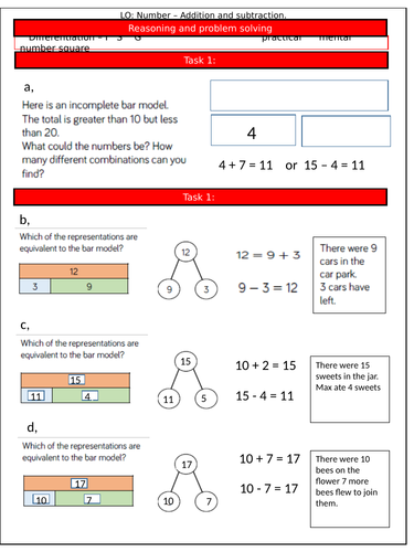 Addition and Subtraction to 20 Problem solving worksheet | Teaching ... Addition and Subtraction to 20 Problem solving worksheet | Teaching ...