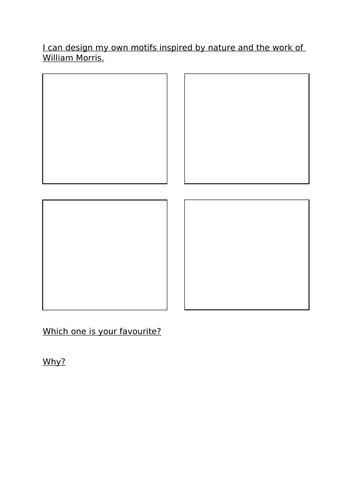 William Morris KS1 Art Motif Design Sheet | Teaching Resources