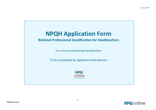 NPQH Application full marks | Teaching Resources