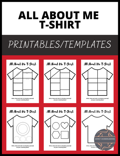 Back to School: All About Me T Shirt (A set of 6) | Teaching Resources