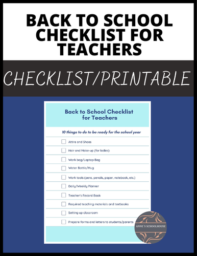 Back to School Checklist for Teachers | Teaching Resources