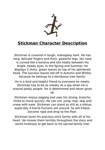 Stickman Character Description | Teaching Resources