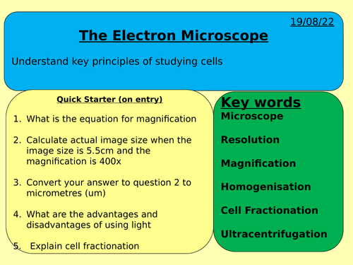 The Electron Microscope - A level - AQA | Teaching Resources The Electron Microscope - A level - AQA | Teaching Resources