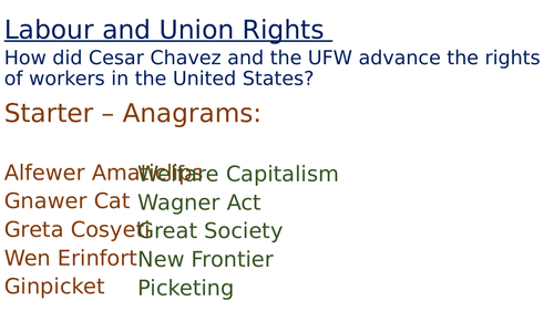 Lesson 10- Civil Rights - Labour Rights - Cesar Chavez | Teaching Resources
