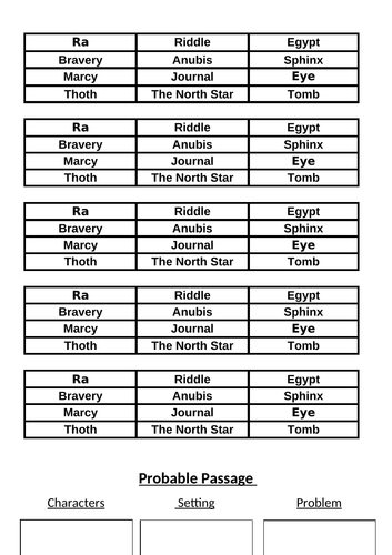 Marcy and the Riddle of the Sphinx - Probable Passage | Teaching Resources