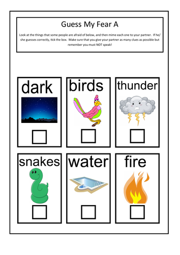 WRITING Task: Story About Feeling Afraid (with warm-up game) | Teaching ...