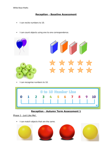 Reception Maths Assessments for each phase - White Rose Maths - Autumn ... Reception Maths Assessments for each phase - White Rose Maths - Autumn ...