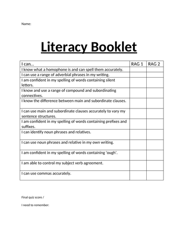 Literacy skills basics booklet | Teaching Resources