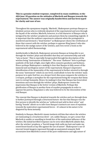 GCSE 9-1 AQA Macbeth Grade 9 Sample Answer - Banquo, Macbeth ... GCSE 9-1 AQA Macbeth Grade 9 Sample Answer - Banquo, Macbeth ...