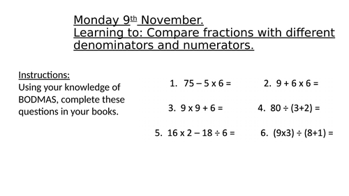 Y6 Maths: Compare fractions = | Teaching Resources Y6 Maths: Compare fractions = | Teaching Resources