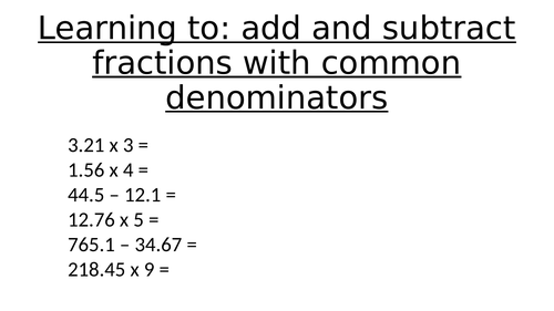 Y6 Maths Add Fractions With The Same Denominator Teaching Resources