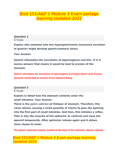 Biod 151/A&P 1 Module 3 Exam portage learning Updated 2022 | Teaching ... Biod 151/A&P 1 Module 3 Exam portage learning Updated 2022 | Teaching ...