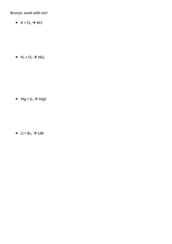 Balancing equations, differentiated | Teaching Resources