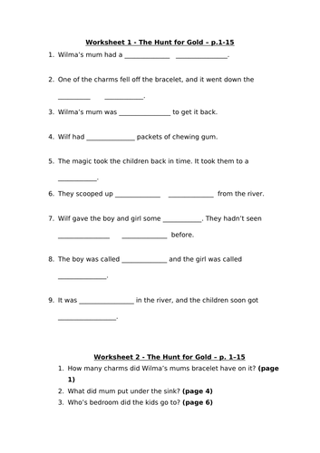 Comprehension Tasks: 'The Hunt for Gold' | Teaching Resources