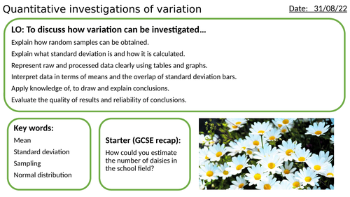 AS/A2-Level AQA Biology Quantitative Investigations of Diversity Full ...