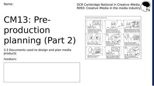 CM13 - Pre-production planning (Part 2) Workbook | Teaching Resources