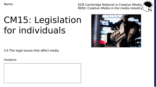 CM15 - Legislation for individuals (Workbook) | Teaching Resources