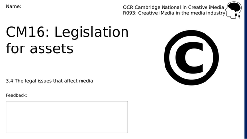 CM16 - Legislation for assets (Workbook) | Teaching Resources