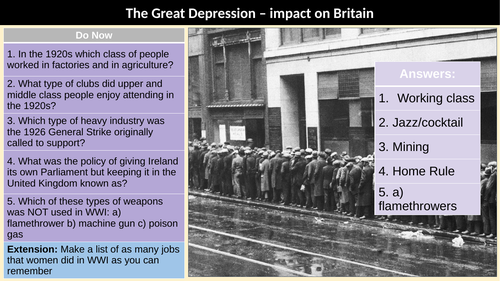 Great Depression Britain | Teaching Resources