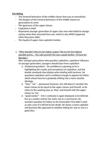 GCSE AQA English Literature - An Inspector Calls All Characters (full ... GCSE AQA English Literature - An Inspector Calls All Characters (full ...