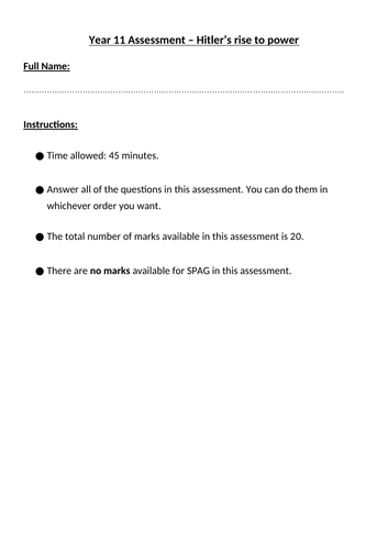 Nazi Assessment | Teaching Resources