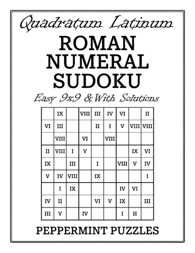 Latin Roman Numerals Sudoku Puzzles - Easy 9x9 Level | Teaching Resources