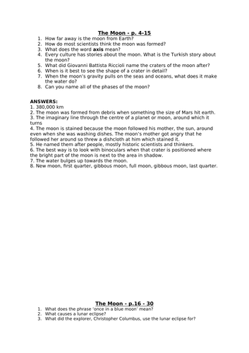 Comprehension: 'The Moon' by Becca Heddle | Teaching Resources