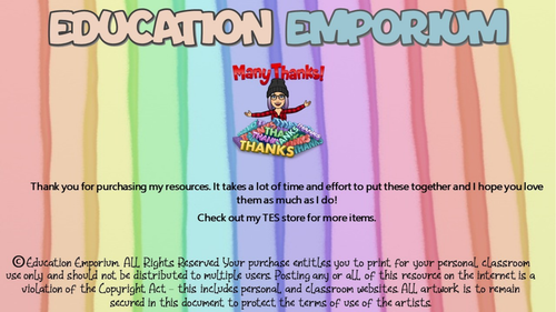 Boho rainbow themed FDP chart | Teaching Resources