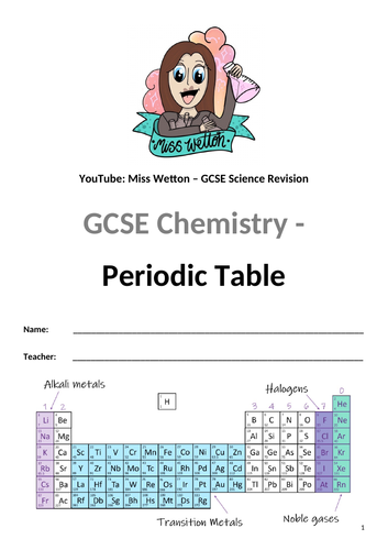 Periodic Table Workbook (Revision/Independent Learning/Classroom Use ...