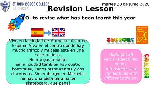 KS4 SPANISH - END OF YEAR REVISION - over two weeks worth of lessons ...