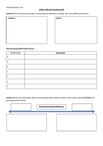 AQA GCSE PE - Skill Classification | Teaching Resources AQA GCSE PE - Skill Classification | Teaching Resources
