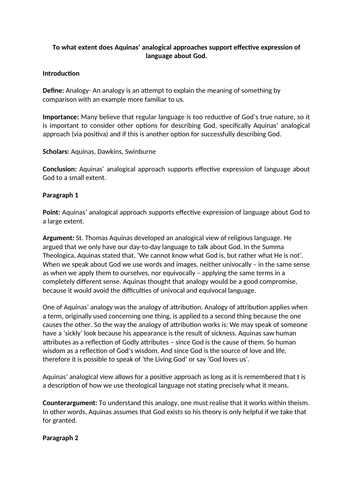 Religious language I (Negative, etc) ESSAY PLANS- Philosophy & Ethics A ... Religious language I (Negative, etc) ESSAY PLANS- Philosophy & Ethics A ...